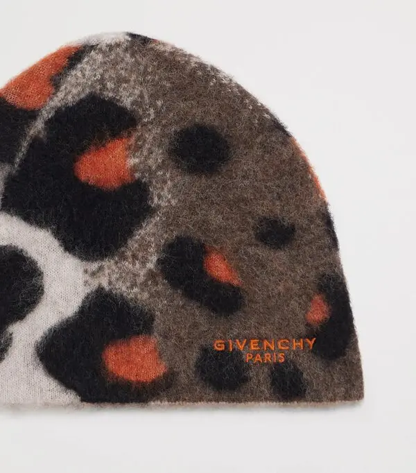 Givenchy Wool-blend Leopard Print Beanie