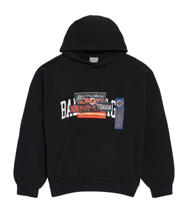 Balenciaga Cotton Bumper Sticker Hoodie - Black