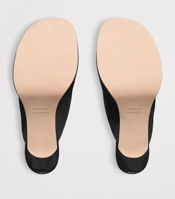 Balenciaga Suede Fargo Heeled Mules 80