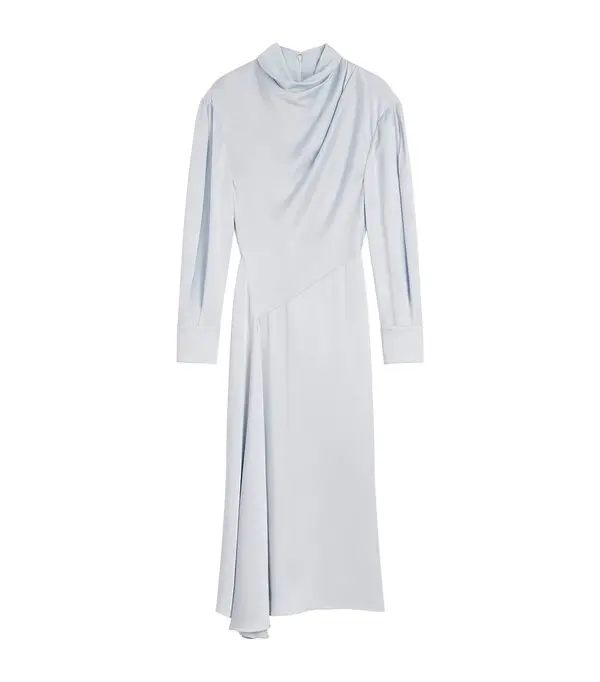 Givenchy Satin Crepe Draped Midi Dress - Blue