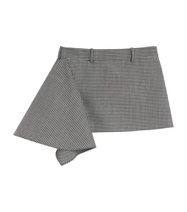 Givenchy Wool Houndstooth Slashed Mini Skirt - Black