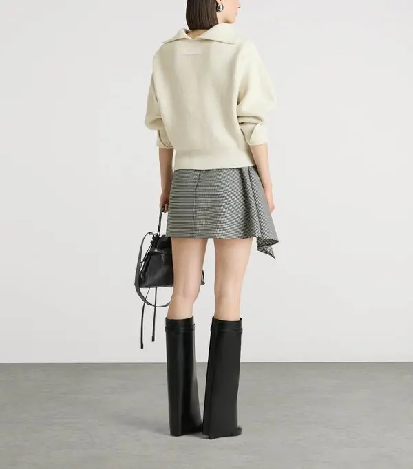 Givenchy Wool Houndstooth Slashed Mini Skirt