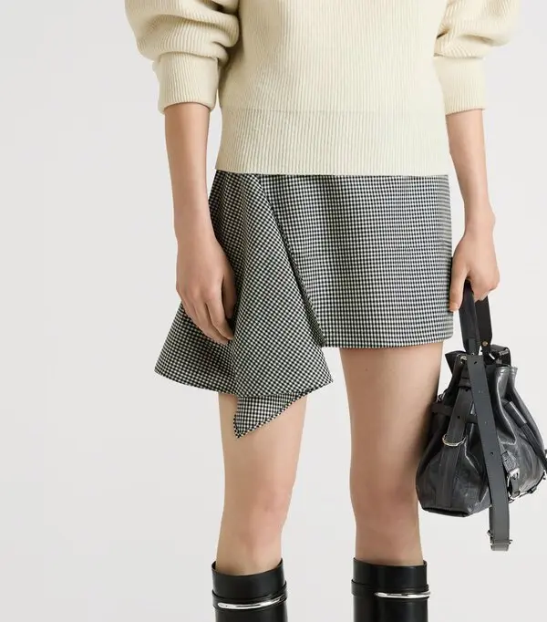 Givenchy Wool Houndstooth Slashed Mini Skirt