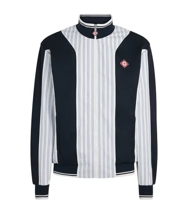Casablanca Cotton Pinstripe Panelled Track Jacket - Navy