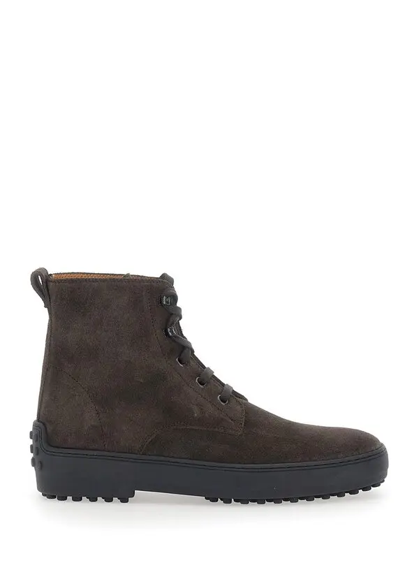 TOD'S Ankle Boots With Rubber Sole In Brown - Multicolor