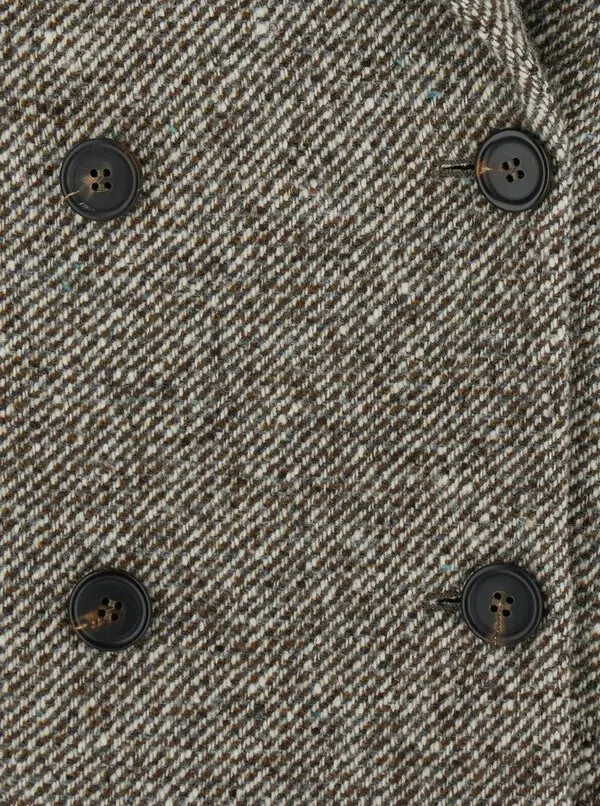 Brunello Cucinelli Brown Double-breasted Jacket With Peak Revers In Wool Blend For - Multicolor