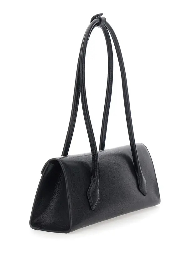 Alaïa Shoulder Bag Teckel Flap Medium With Leather Details And Logo, Black