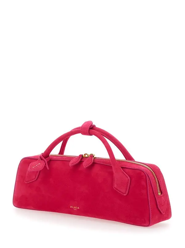 Alaïa Teckel' Fuchsia Handbag With Logo Plaque On The Handle And Logo Lettering On The Front In Suede For - Multicolor