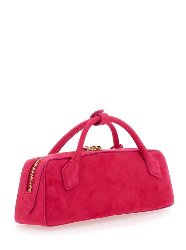 Alaïa Teckel' Fuchsia Handbag With Logo Plaque On The Handle And Logo Lettering On The Front In Suede For - Multicolor