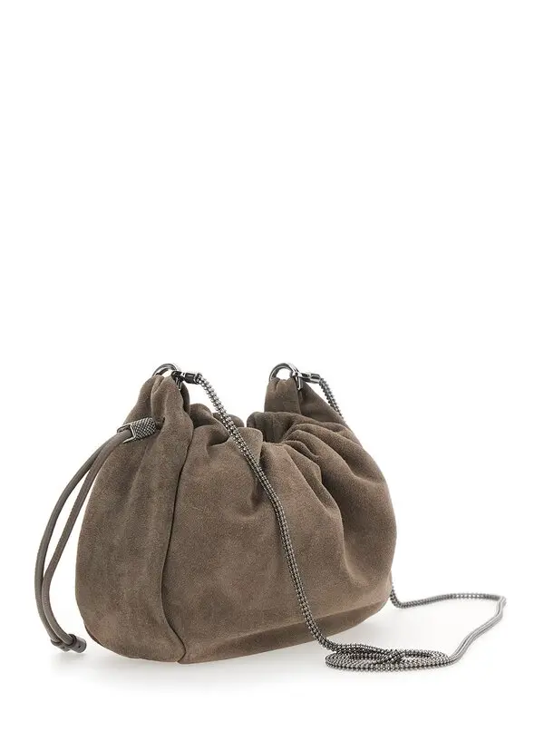 Brunello Cucinelli Borsa Bucket Mellow Mini In Camoscio - Multicolor