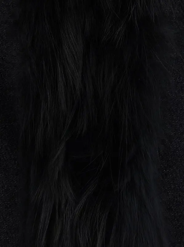 Fendi Black Fur Jacket With High Neck And Sleeveless Design In Bouclé Wool For