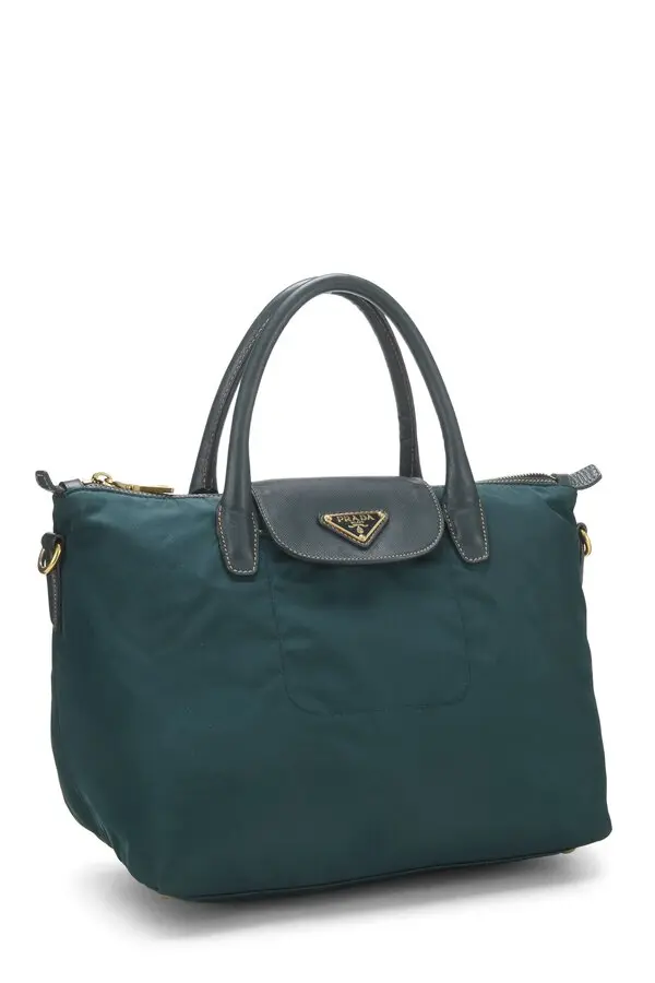 Prada Nylon Convertible Zip Tote - Green