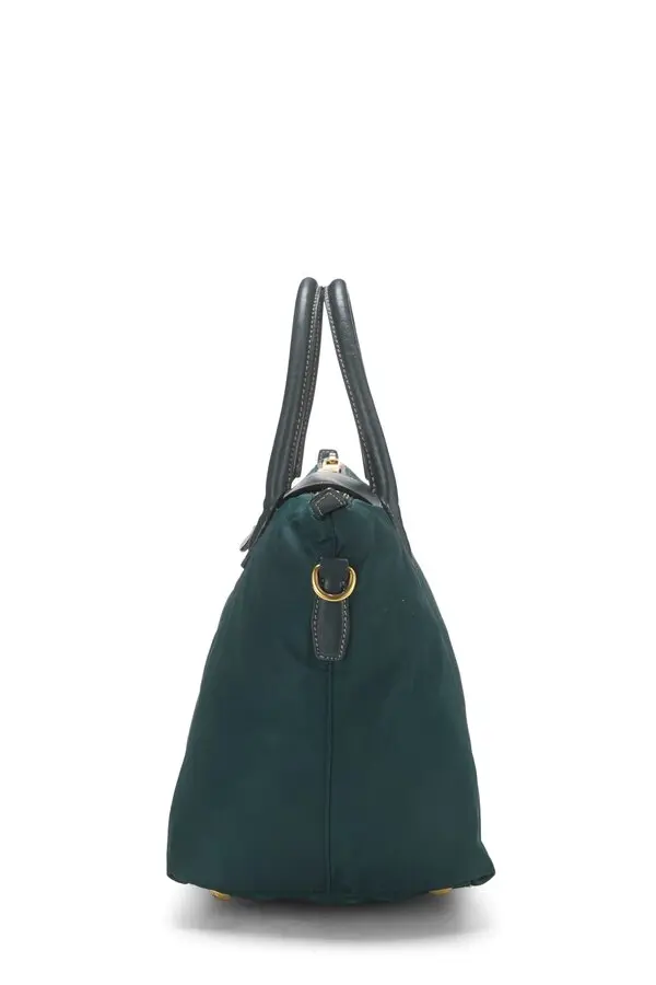 Prada Nylon Convertible Zip Tote - Green