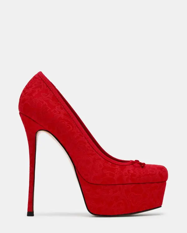 Steve Madden Lythia Brocade Platform Heels - Red