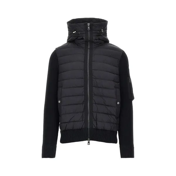Moncler Padded Nylon And Wool Cardigan - Black