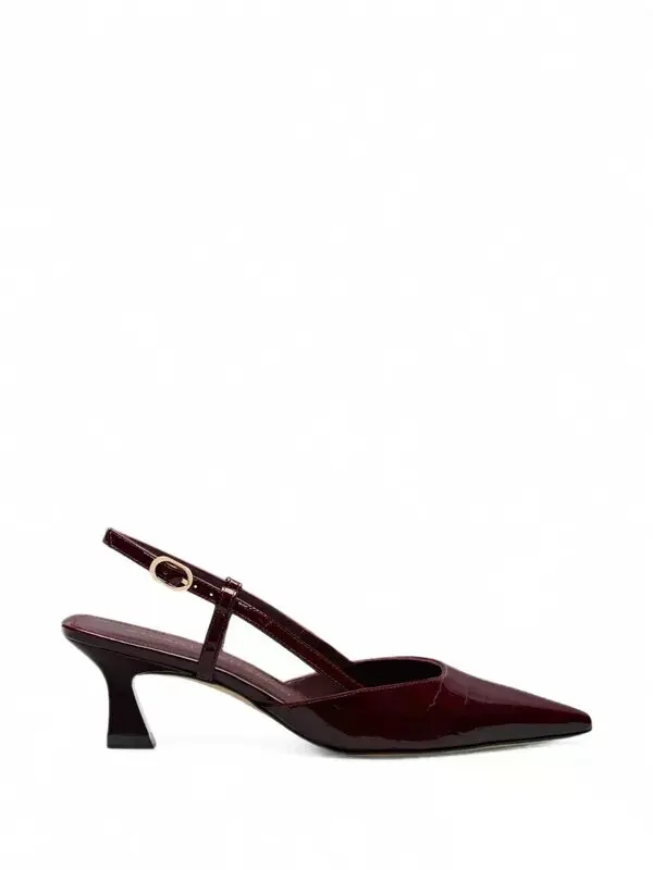 STUART WEITZMAN Vinnie Crocodile-effect Slingback Pumps - Red