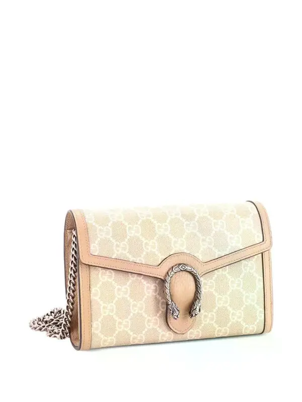 Gucci Dionysus Chain Wallet Gg Coated Canvas Small Crossbody Bag - Neutrals