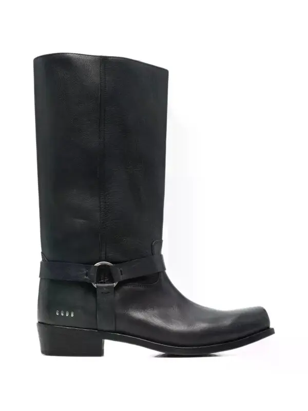 GOLDEN GOOSE Distressed Harness Boots - Black