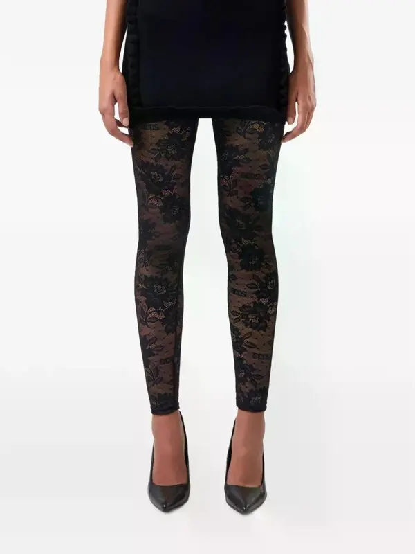 Gcds Floral-lace Logo-print Tights