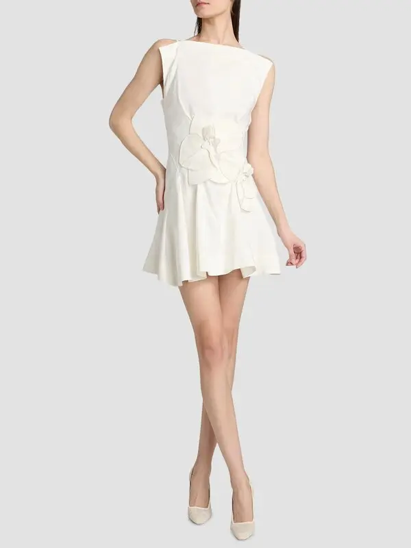 Acler Warra Floral-appliqué Linen A-line Minidress