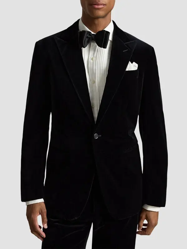 Polo Ralph Lauren Velvet Double-breasted Blazer - Black
