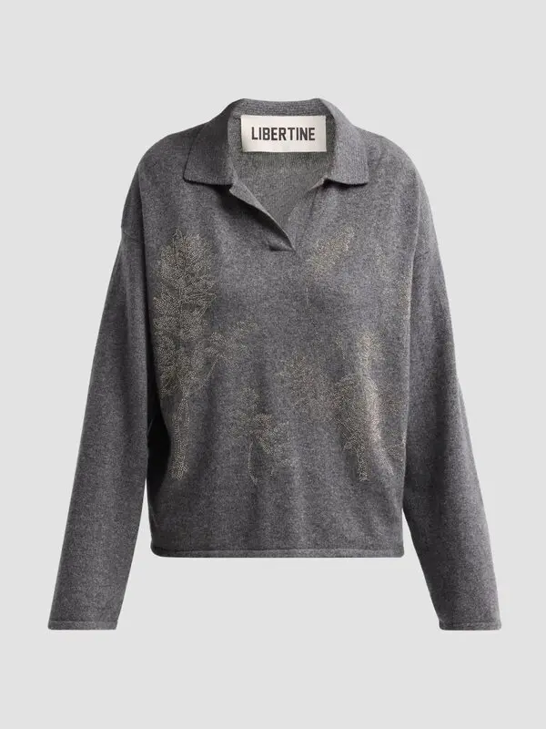 Libertine Botanical Diamante Tee Time Sweater - Grey