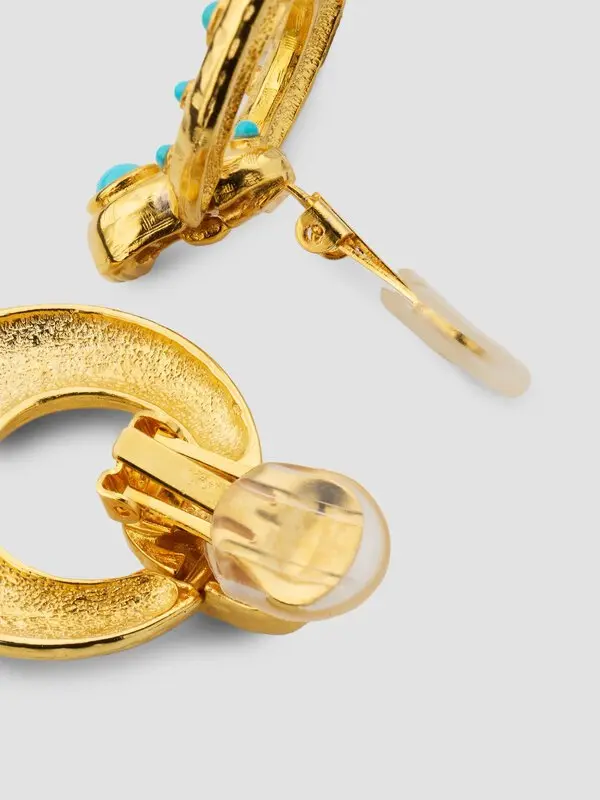 KENNETH JAY LANE 18k Gold-plated Cabochon Doorknocker Clip-on Earrings