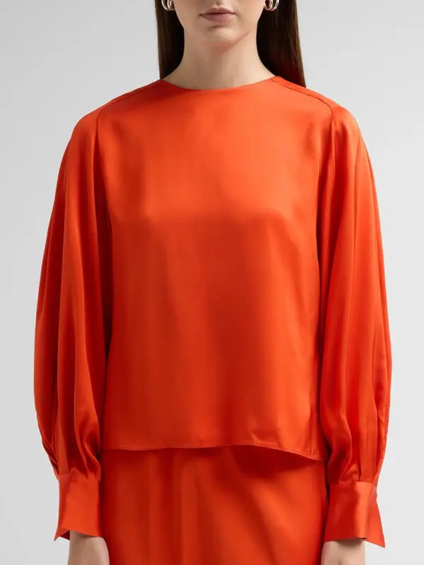 Vince Satin Tieneck Raglan-sleeve Top