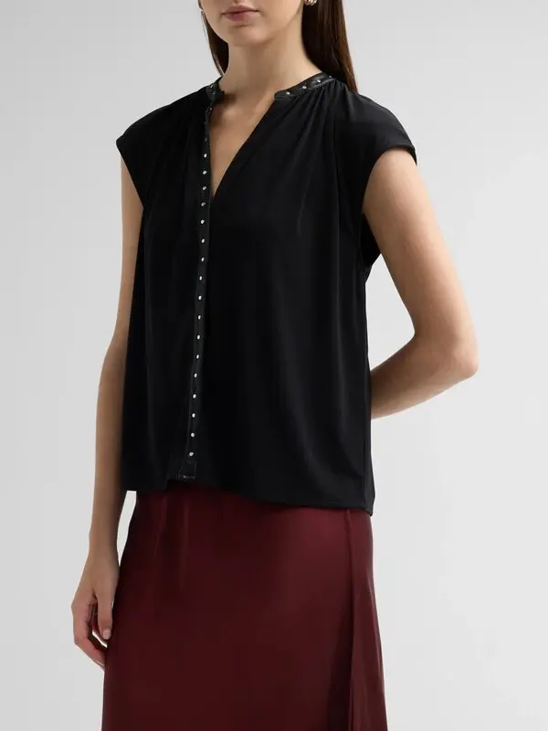 Vince Cap-sleeve Studded Jersey Top