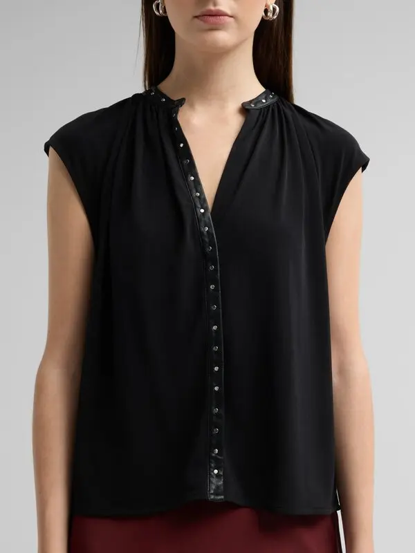 Vince Cap-sleeve Studded Jersey Top