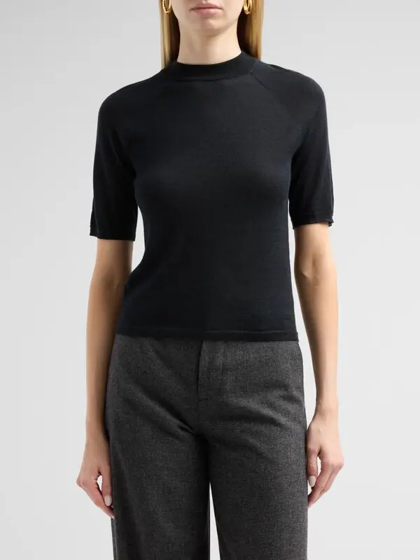 Vince Crewneck Cashmere-silk Sweater - Black