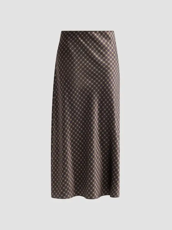 Vince Ombrê Plaid Slip Skirt - Black Camel