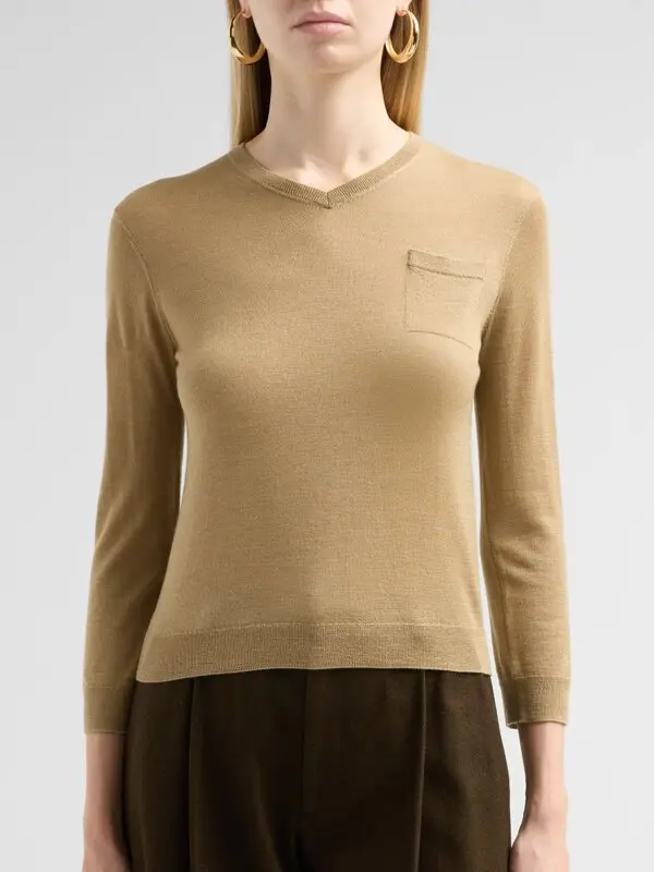 Vince Shrunken V-neck Cashmere-silk Knit Top - Carmello