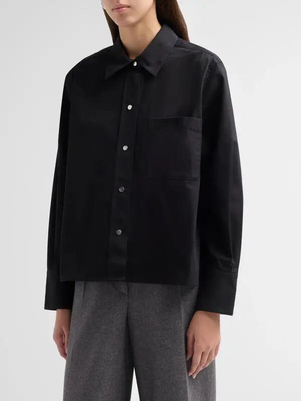 Vince Cotton Snap-front Shirt - Black
