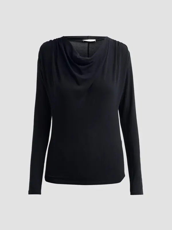 Vince Long-sleeve Cowlneck Top - Black