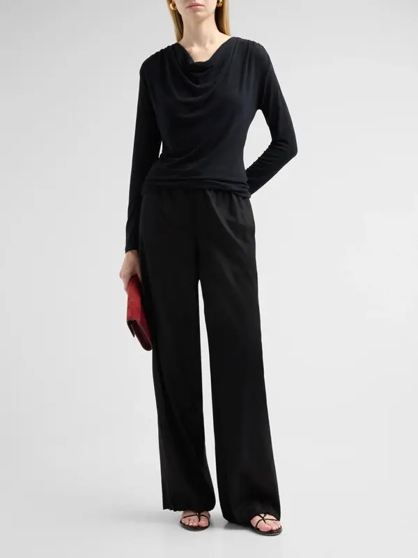 Vince Long-sleeve Cowlneck Top - Black