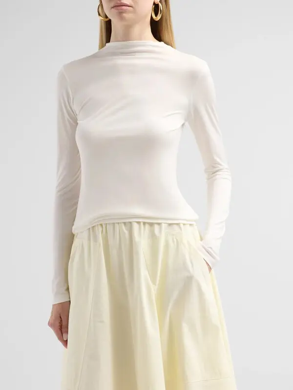 Vince Tie-detail Fitted Jersey Top - Ivory