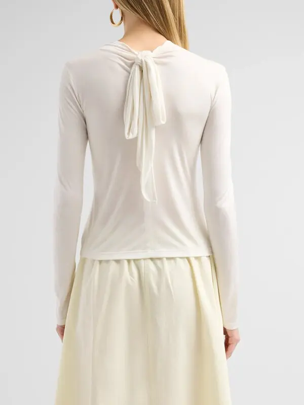 Vince Tie-detail Fitted Jersey Top - Ivory