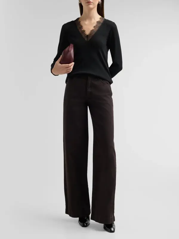 Vince Lace-trimmed Long-sleeve Top