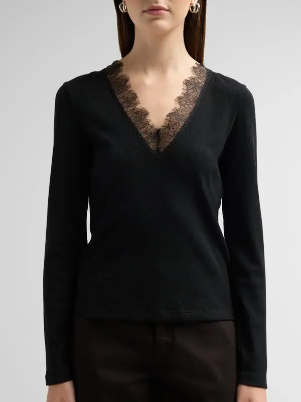 Vince Lace-trimmed Long-sleeve Top