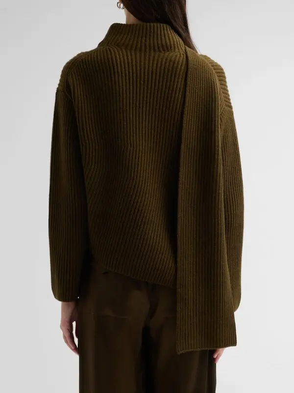 Vince Draped Rib-knit Shawl Sweater