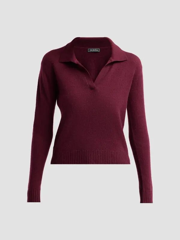 SAKS FIFTH AVENUE Basic Cashmere Polo Sweater - Wine