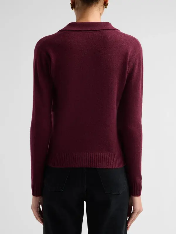 SAKS FIFTH AVENUE Basic Cashmere Polo Sweater - Wine