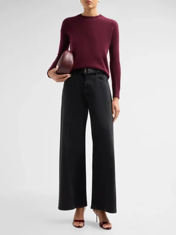 SAKS FIFTH AVENUE Basic Cashmere Easy Crewneck Sweater - Wine
