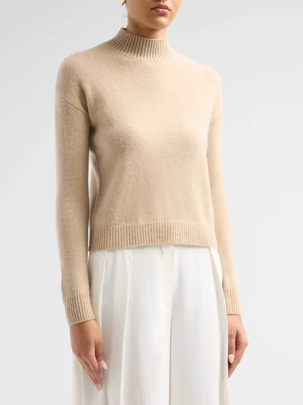 SAKS FIFTH AVENUE Basic Cashmere Mock Turtleneck Sweater - Sand