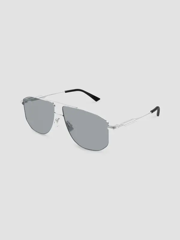 Bottega Veneta Ribbon Bv1509s Snap Ribbon 59mm Metal Navigator Sunglasses - Silver