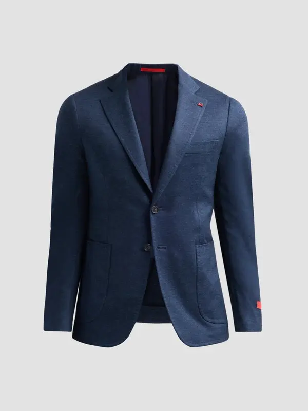 Isaia Cotton-jersey Single-breasted Blazer - Navy