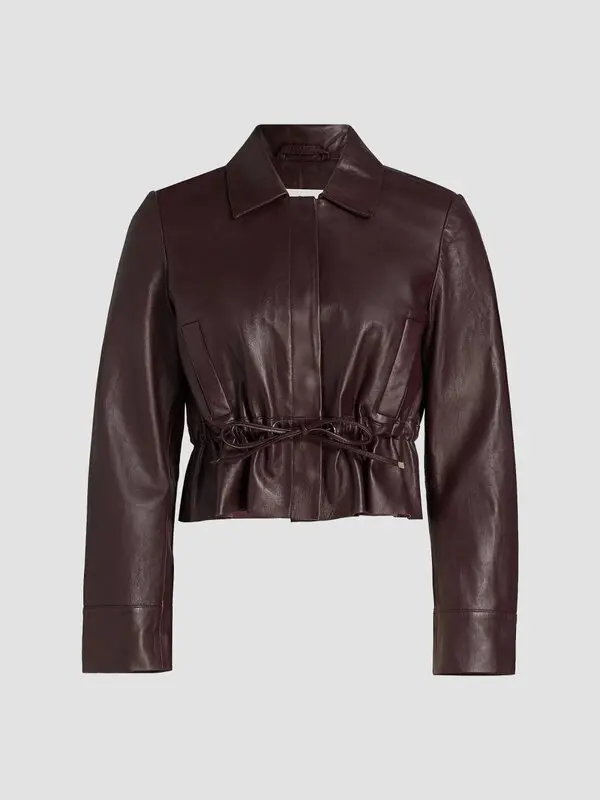 Ba&sh Manita Leather Crop Jacket - Prune