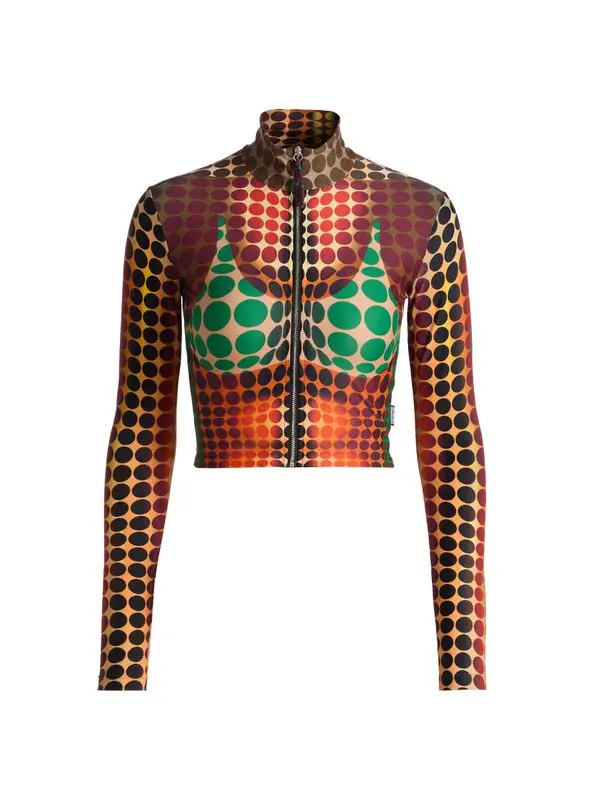 JEAN PAUL GAULTIER Dot-print Long-sleeve Crop Top