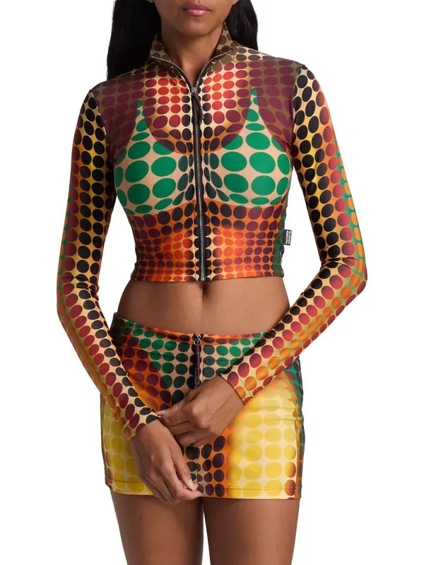 JEAN PAUL GAULTIER Dot-print Long-sleeve Crop Top
